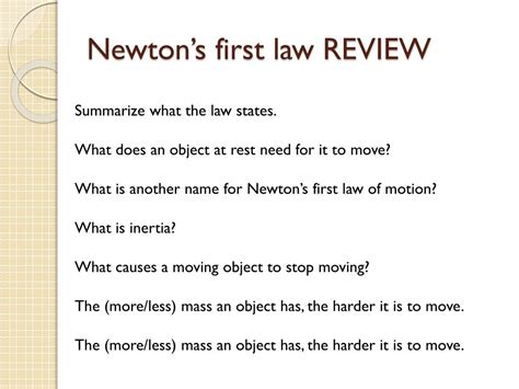 PPT Newtons First Law REVIEW PowerPoint Presentation Free Download ID