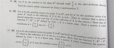 Solved R Let T Be The Rotation In The Plane R Through Chegg