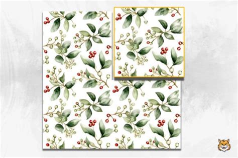 Vintage Mistletoe Seamless Pattern Graphic By Meowbackgrounds