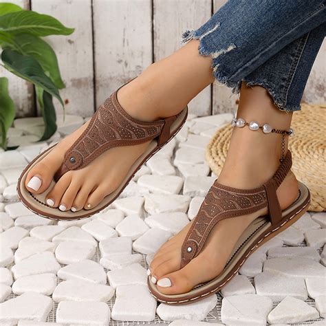 Aloohaidyvio Womens Thong Flat Sandals T Strap Sandals Slip On Gladiator Slide Sandals Summer