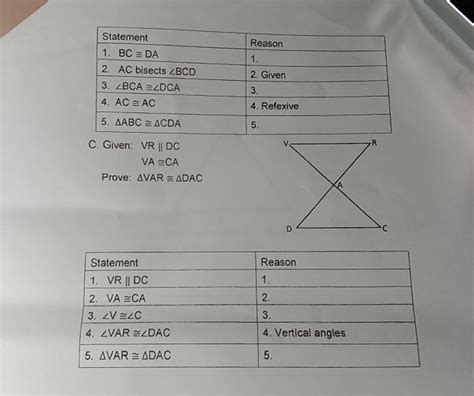 solved c given vrparallel dc va ≌ aa prove delta var≌ delta dac [math]