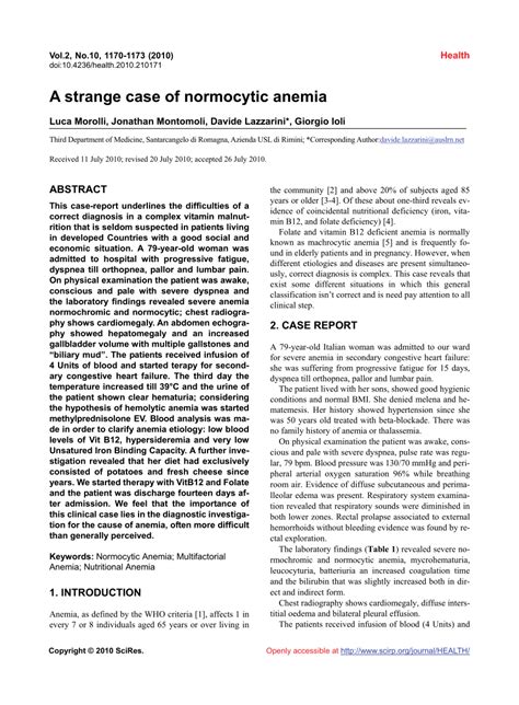 Pdf A Strange Case Of Normocytic Anemia