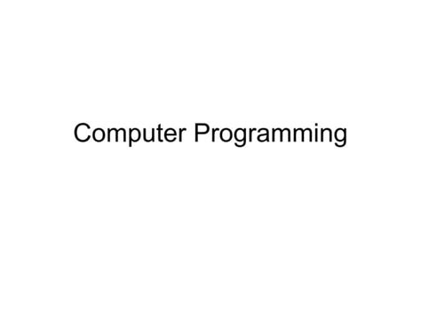 Intro To Programming Concepts Ppt