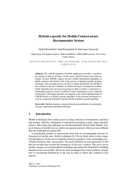 Hybrid E Greedy For Mobile Context Aware Recommender System