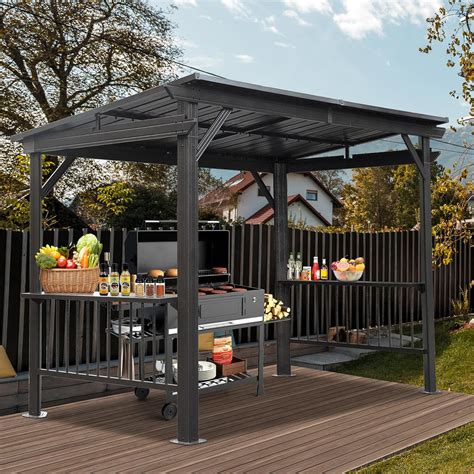 Domi 65x12ft Hardtop Grill Gazebo Outdoor Bbq Gazebo With 2 Side