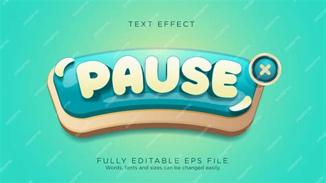 Premium Vector Pause Game Ui Button Text Effect Font Type