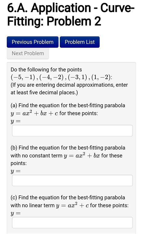 Solved A Application CurveFitting Problem Find The Chegg