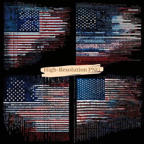 Binary Code American Flag High Res PNG Digital Age Design Instant Download Etsy