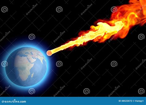 Asteroid Impact End Of World Judgment Day Group Of Burning Exploding Asteroids From Deep