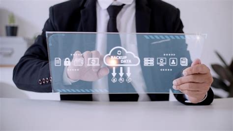 Premium Photo Businessman Using A Computer To Backup Storage Data
