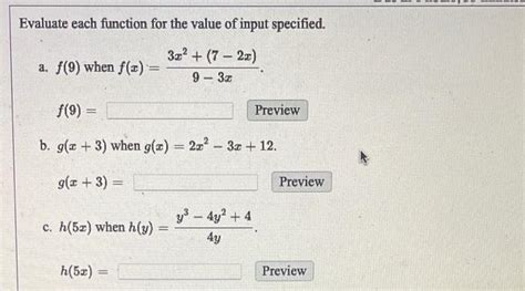 Solved Evaluate Each Function For The Value Of Input