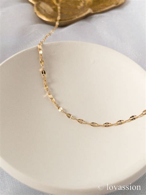 14k Gold Sparkle Chain Necklace Dainty Gold Chain Lace Etsy
