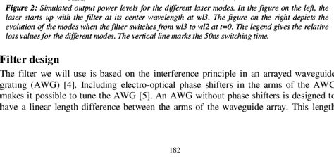 Simulated Output Power Levels For The Different Laser Modes In The