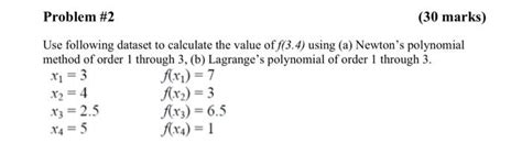 Solved Use Following Dataset To Calculate The Value Of Chegg