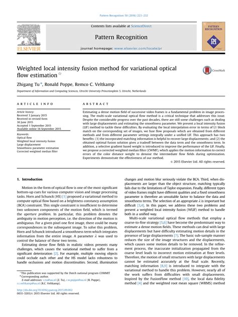 Pdf Weighted Local Intensity Fusion Method For Variational Optical