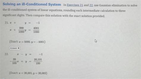 Solved Solving An Ill Conditioned System In Exercises 21 And