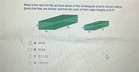 solved what is the ratio for the surface areas of the rectangular