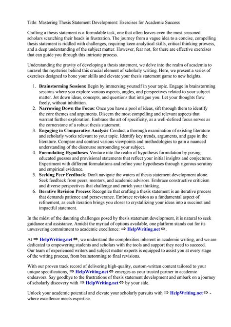 Thesis Statement Development Exercises By Skagit Valley College Issuu