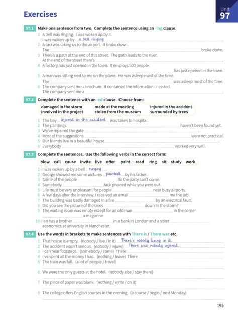 Ing And Ed Participle Clauses Exercises Pdf