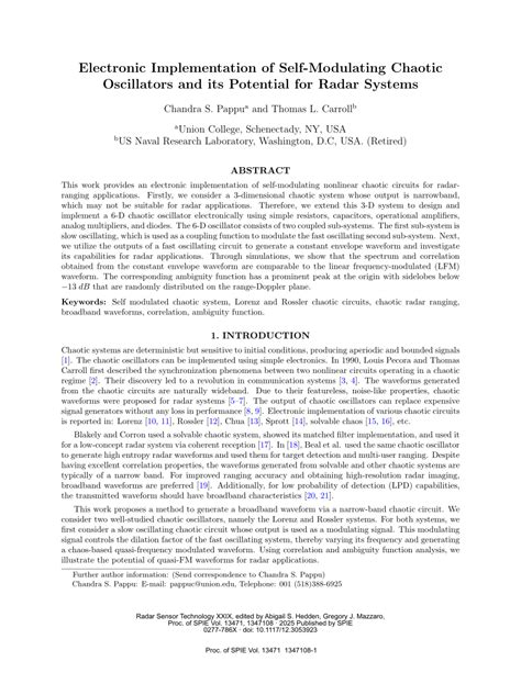 Pdf Electronic Implementation Of Self Modulating Chaotic Oscillator