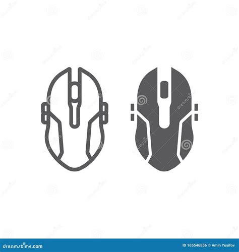 Gaming Mouse Line And Glyph Icon Game And Device Computer Mouse Sign