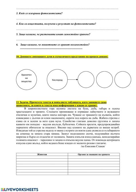 Жизнени процеси в организмите Worksheet Live Worksheets