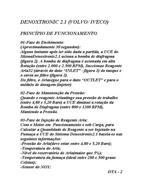 Funcionamento Do Sistema Denoxtronic 21 Pdf Quantidade Metrologia