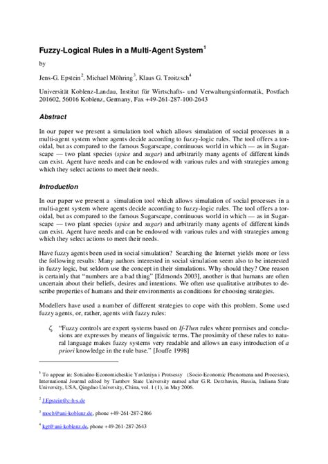pdf fuzzy logical rules in a multi agent system