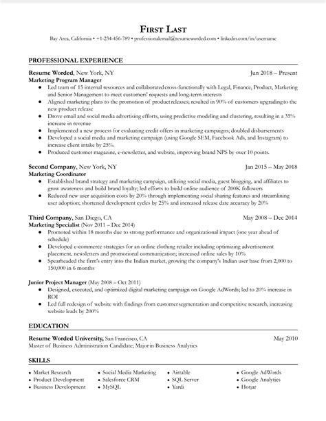 Technical Program Manager Resume Example For 2022 Resume Worded
