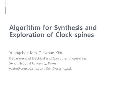 Pdf Algorithm For Synthesis And Exploration Of Clock For Synthesis
