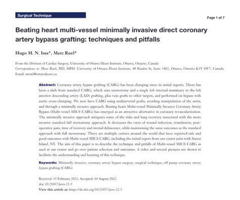 Happy To Publish This Paper About Mics Cabg Thank You Dr Ruel And The