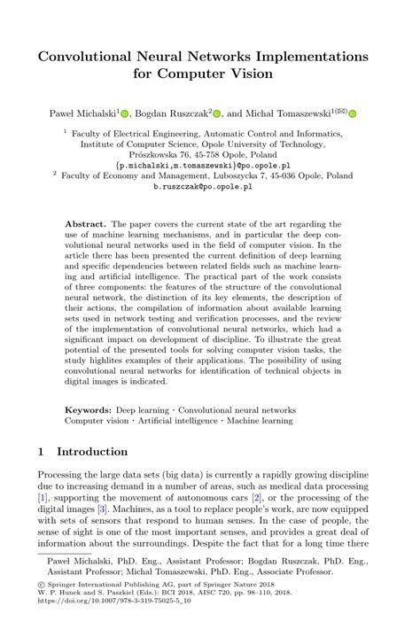 Pdf Convolutional Neural Networks Implementations For Computer Vision