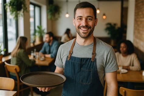 Smiling Waiter In Cozy Cafe Free Photo Rawpixel