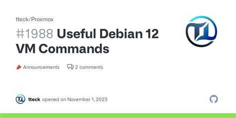 Useful Debian 12 Vm Commands · Tteck Proxmox · Discussion 1988 · Github