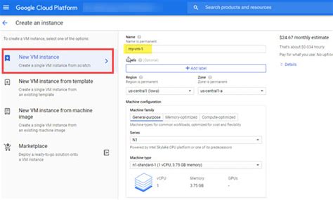 Create Virtual Machine Instance In Compute Engine In The Google Cloud Platform
