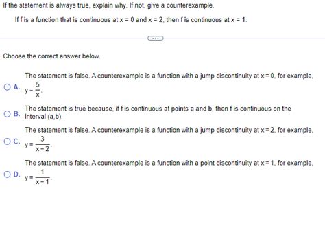 solved if the statement is always true explain why if not