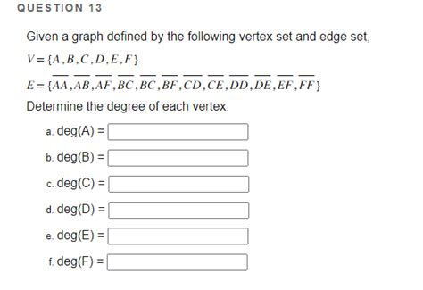 Solved Given A Graph Defined By The Following Vertex Set And