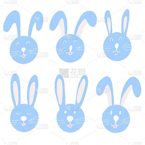 一组可爱的图画，复活节兔子