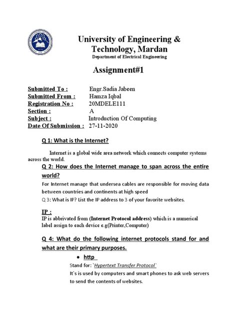 Itc Assignment 1 Pdf