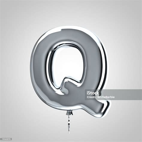 빛나는 금속 크롬 풍선 편지 Q 대문자 흰색 배경에 고립 3차원 형태에 대한 스톡 사진 및 기타 이미지 3차원 형태 공기