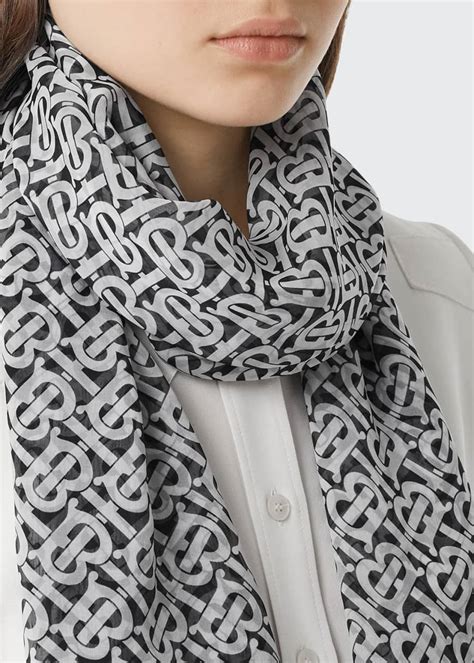 Burberry Tb Monogram Chiffon Silk Scarf Bergdorf Goodman