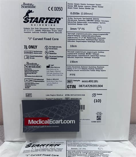 Boston Scientific M001491181 Starter™ Guidewire 49 118 J Curved Fixed Core 0 035 X 150cm