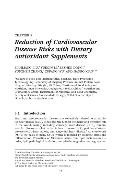 Pdf Reduction Of Cardiovascular Disease Risks With Dietary Antioxidant Supplements