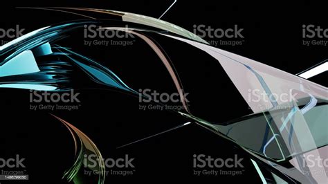 어두운 배경에 유리가 뒤틀린 여러 가지 빛깔의 크리스탈의 추상적인 미래 이미지 3d 렌더링 0명에 대한 스톡 사진 및 기타 이미지 Istock