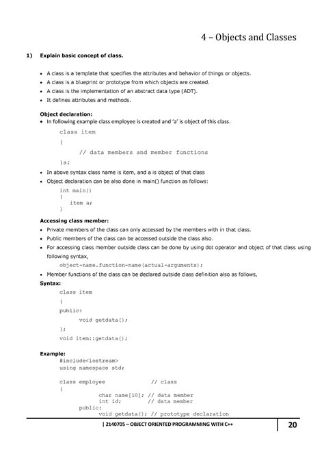 2140705 Object Oriented Programming With C Notes Pdf Units 4 1