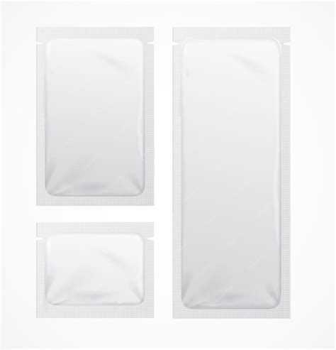 Premium Vector Realistic Detailed 3d White Blank Sachets Template