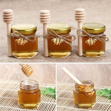 Комплект стъклени мини бурканчета за мед с дървени лъжички и аксесоари