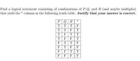 Solved Find a logical statement consisting of combinations | Chegg.com