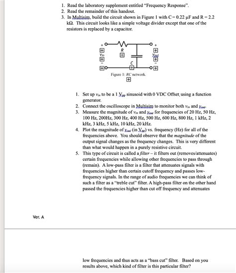 Solved 1 Read The Laboratory Supplement Entitled Frequency Response