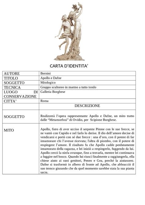 Apollo E Dafne Bernini Analisi Schemi E Mappe Concettuali Di